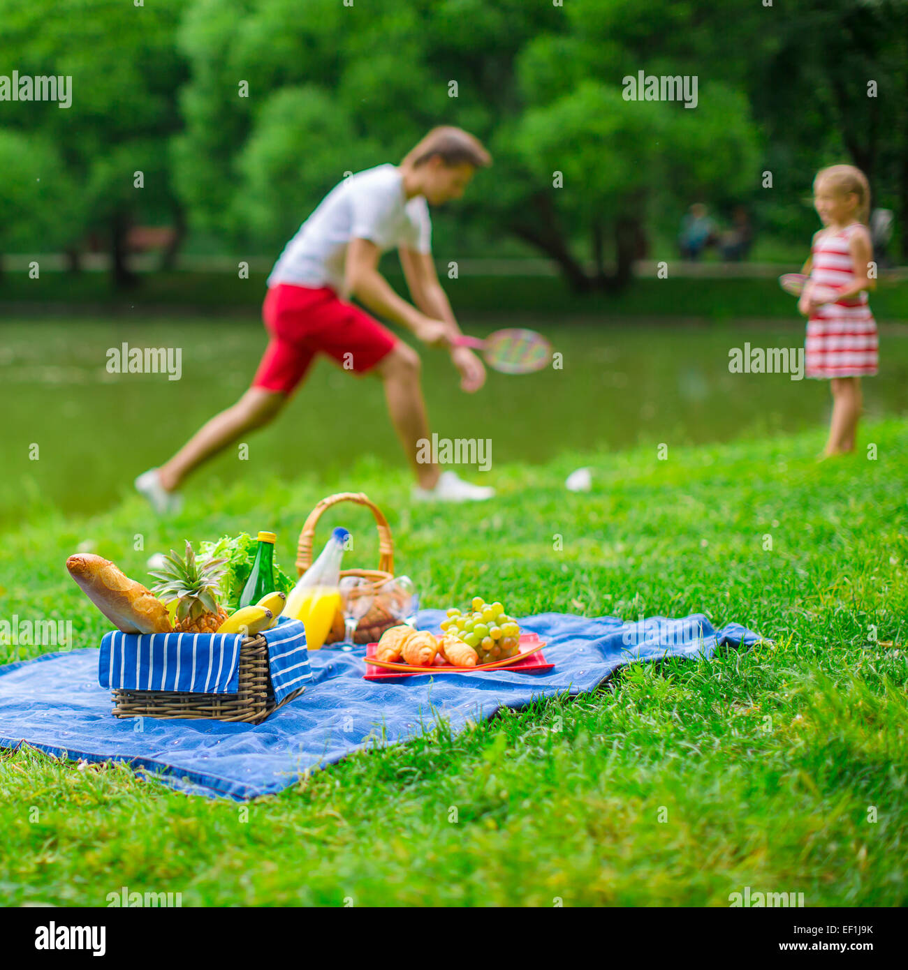 Picnic park summer badminton game hi-res stock photography and images ...