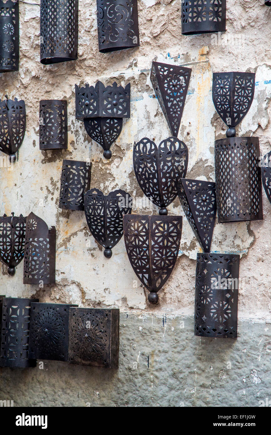Metal works at market in Essaouira, Morocco Stock Photo - Alamy
