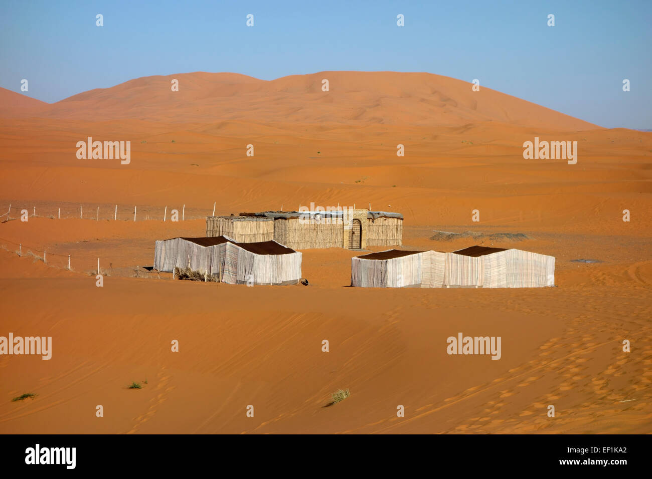 Berber camp in the sand dunes of Erg Chebbi desert in Merzouga, Morocco ...