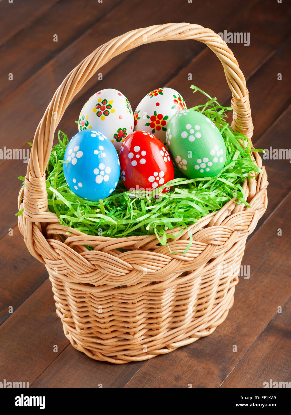 easter eggs in basket Stock Photo - Alamy