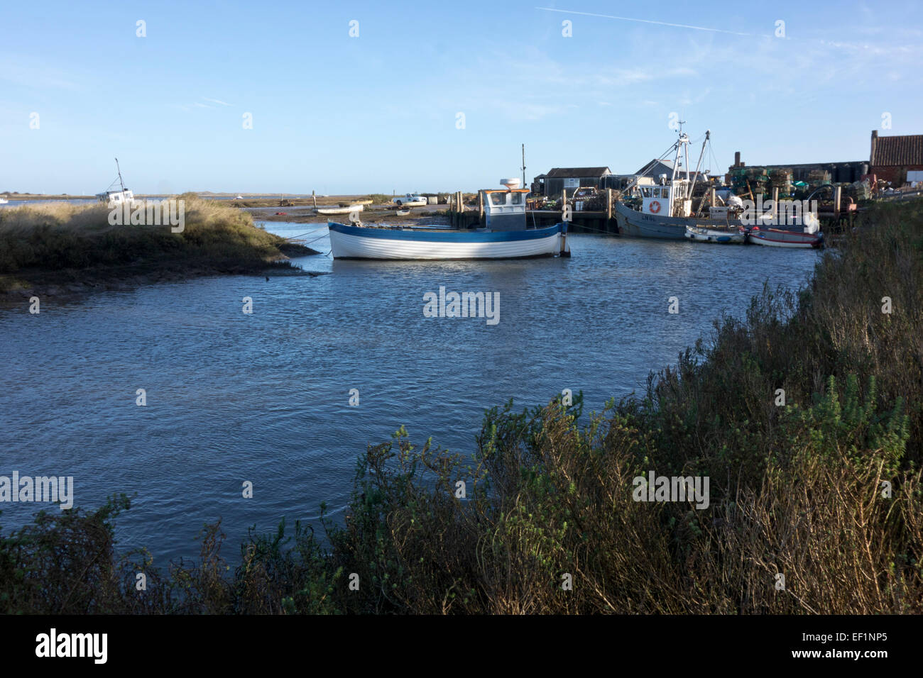 Fishing boats Brancaster Staithe harbour Stock Photo - Alamy