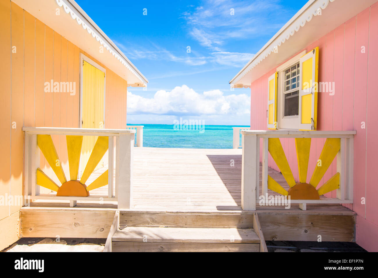 Bright colored houses on an exotic Caribbean island Stock Photo - Alamy