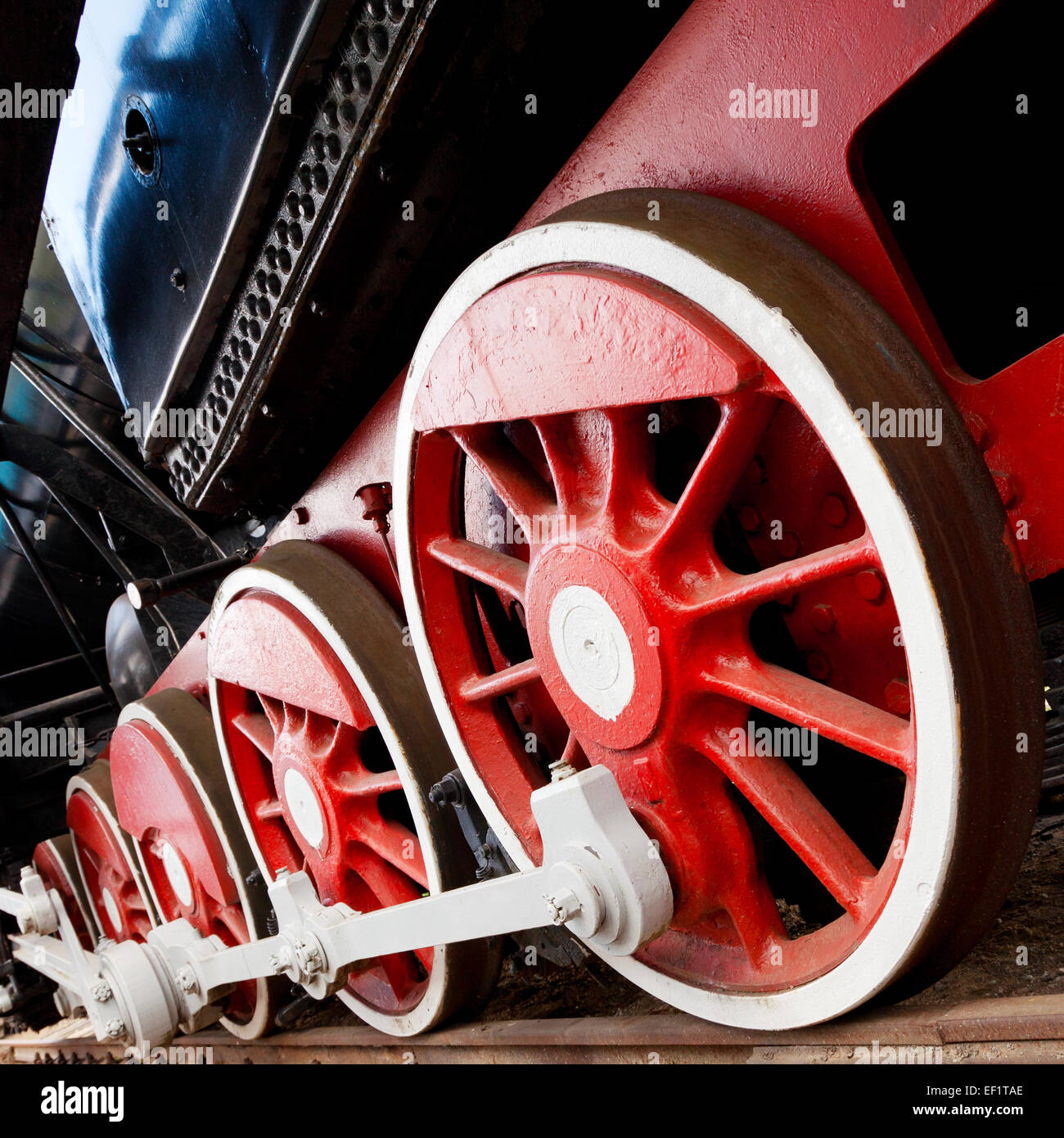 steam locomotive wheels close up Stock Photo - Alamy
