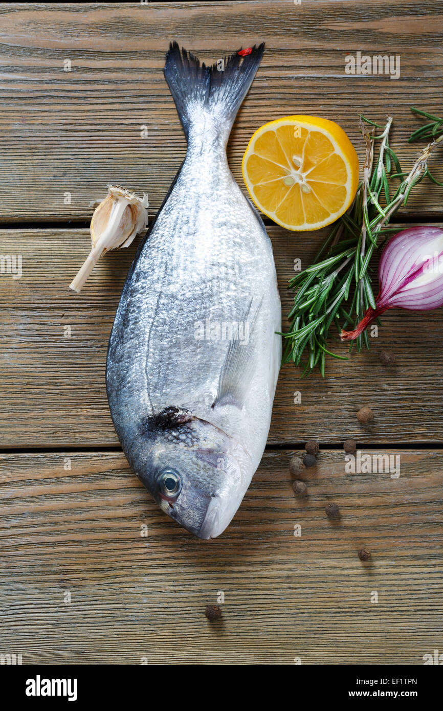 Raw fish on the boards, food Stock Photo - Alamy
