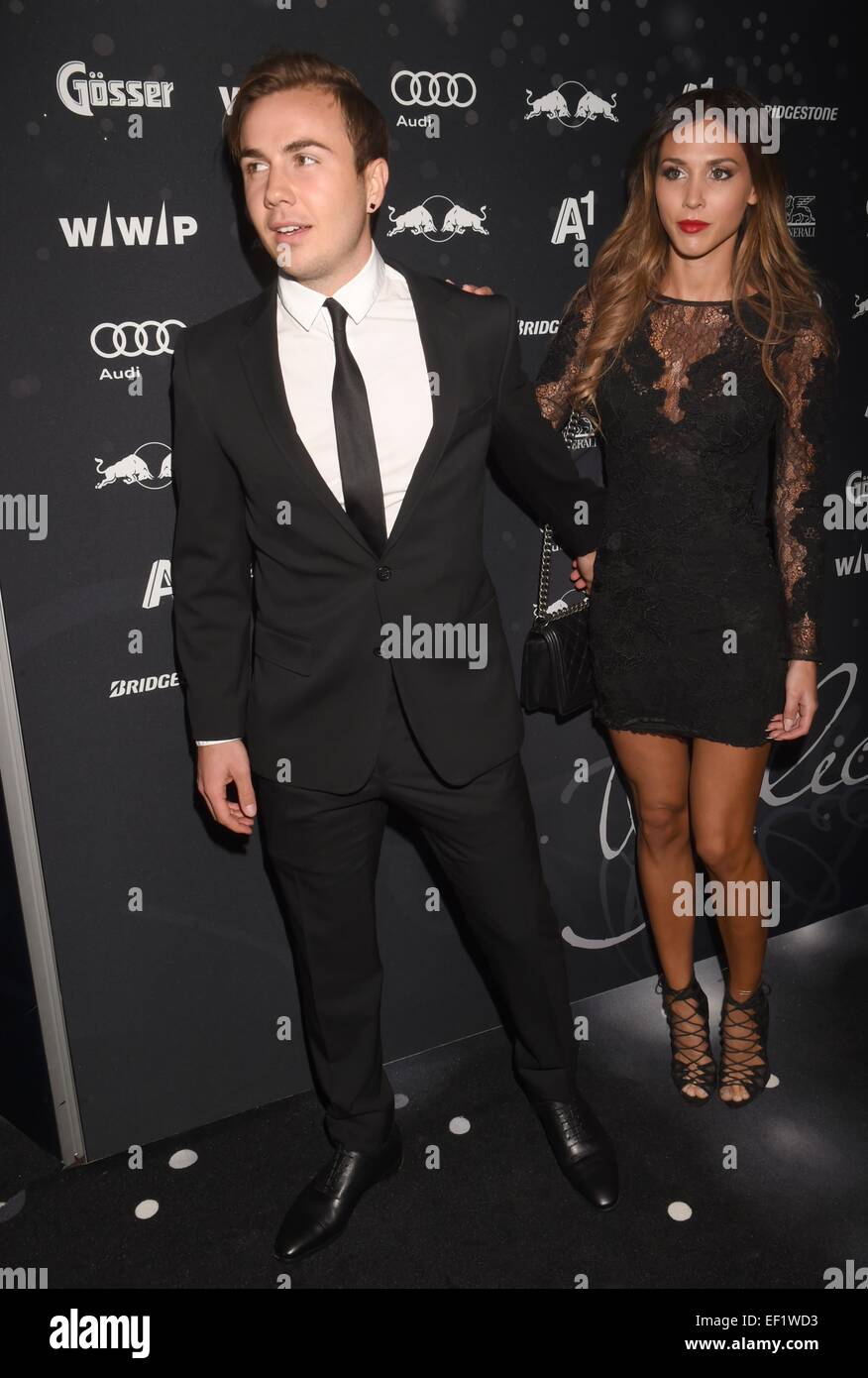 German soccer player Mario Goetze (L) and his partner model Ann-Kathrin ...