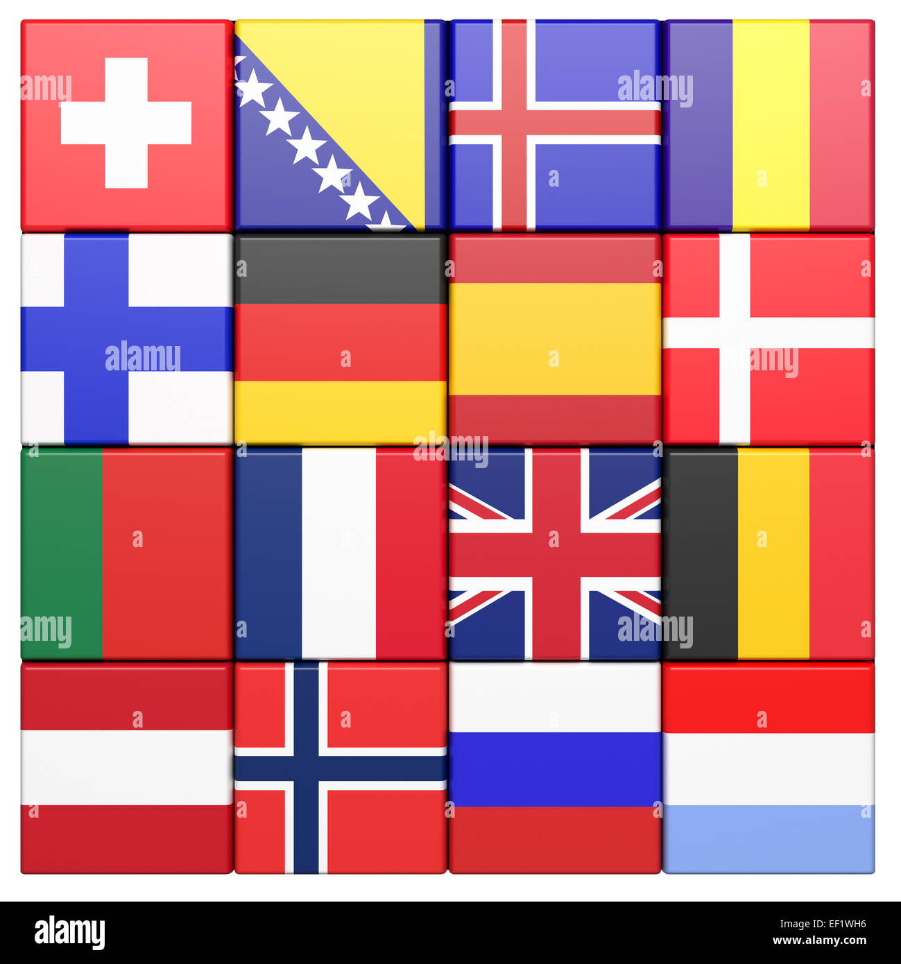 3d rendering of some cubes with european flag countries Stock Photo - Alamy