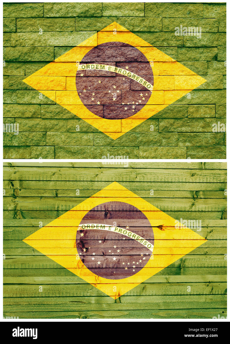 Vintage wall flag of Brazil Stock Photo - Alamy