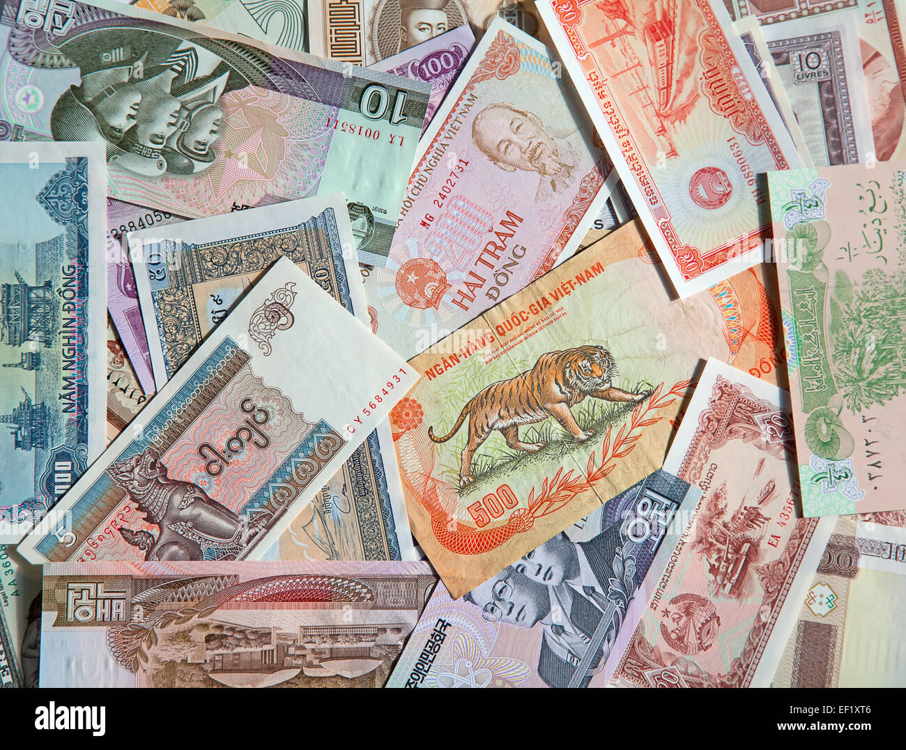 Variety of the Asian banknotes Stock Photo - Alamy
