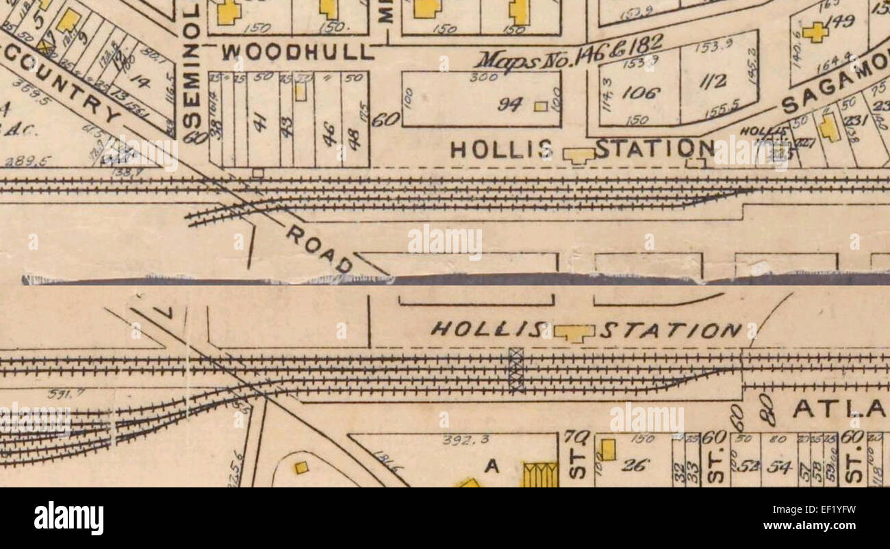 A photograph of the Hollis station in 1909, a part of the Long Island ...