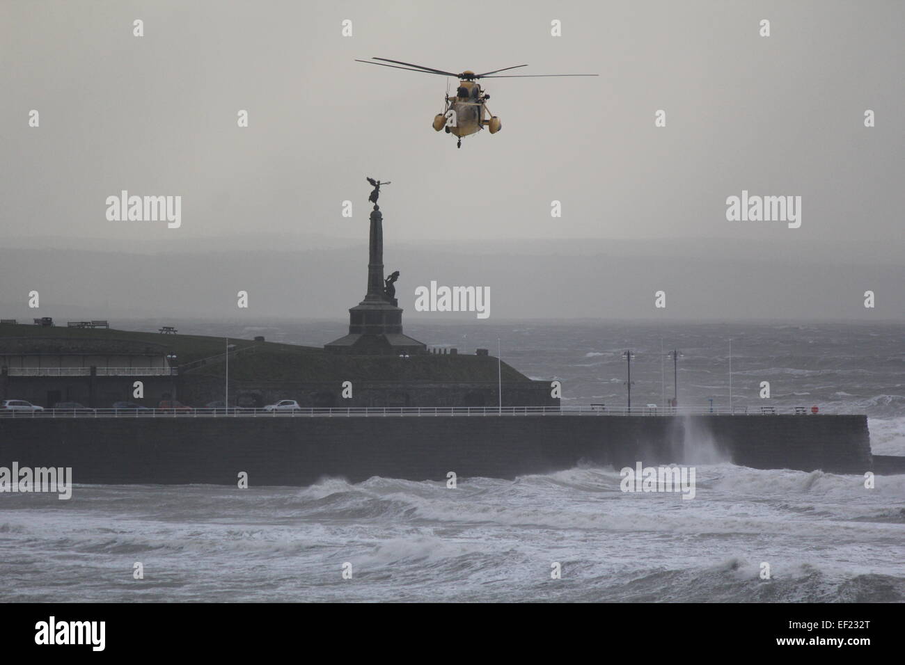 An RAF sea king helicopter of C flight 22 squadron RAF Valley over ...