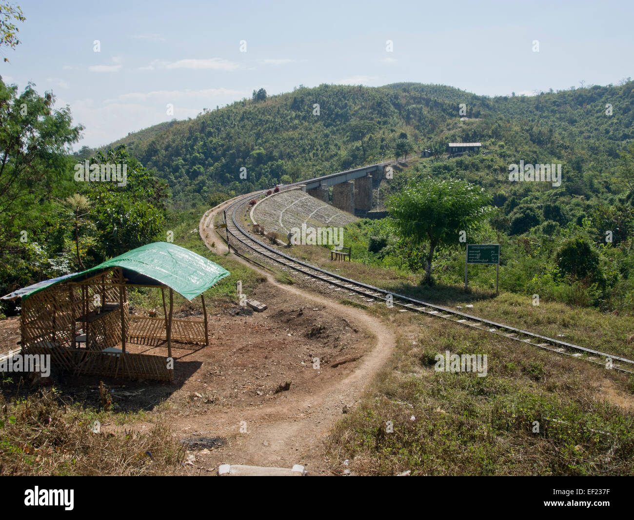 Section of the historical Burma Railway, also known as the Death ...
