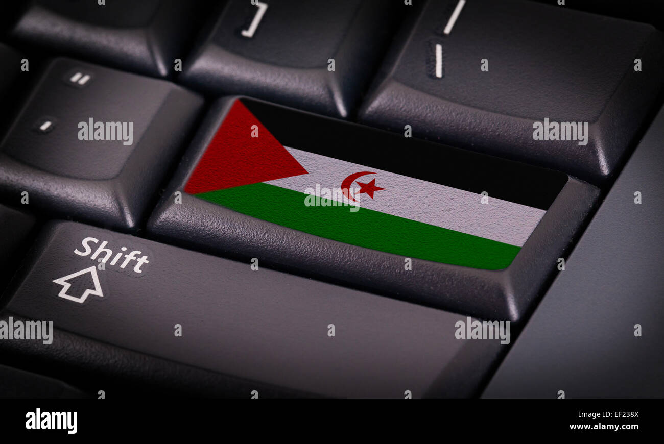Flag on button keyboard, flag of Western Sahara Stock Photo - Alamy