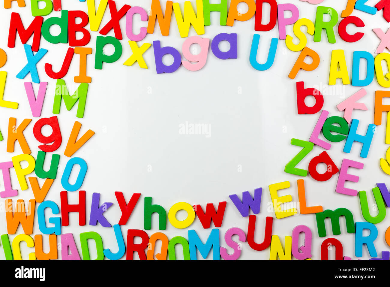 Frame of Colorful alphabet magnets on a whiteboard Stock Photo - Alamy