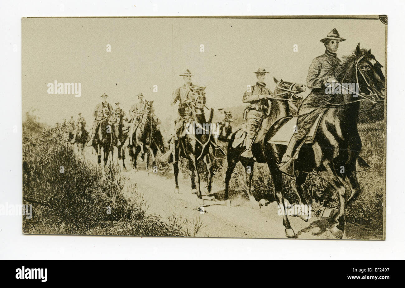 This image shows cavalry troops training in the field at Fort Sam ...