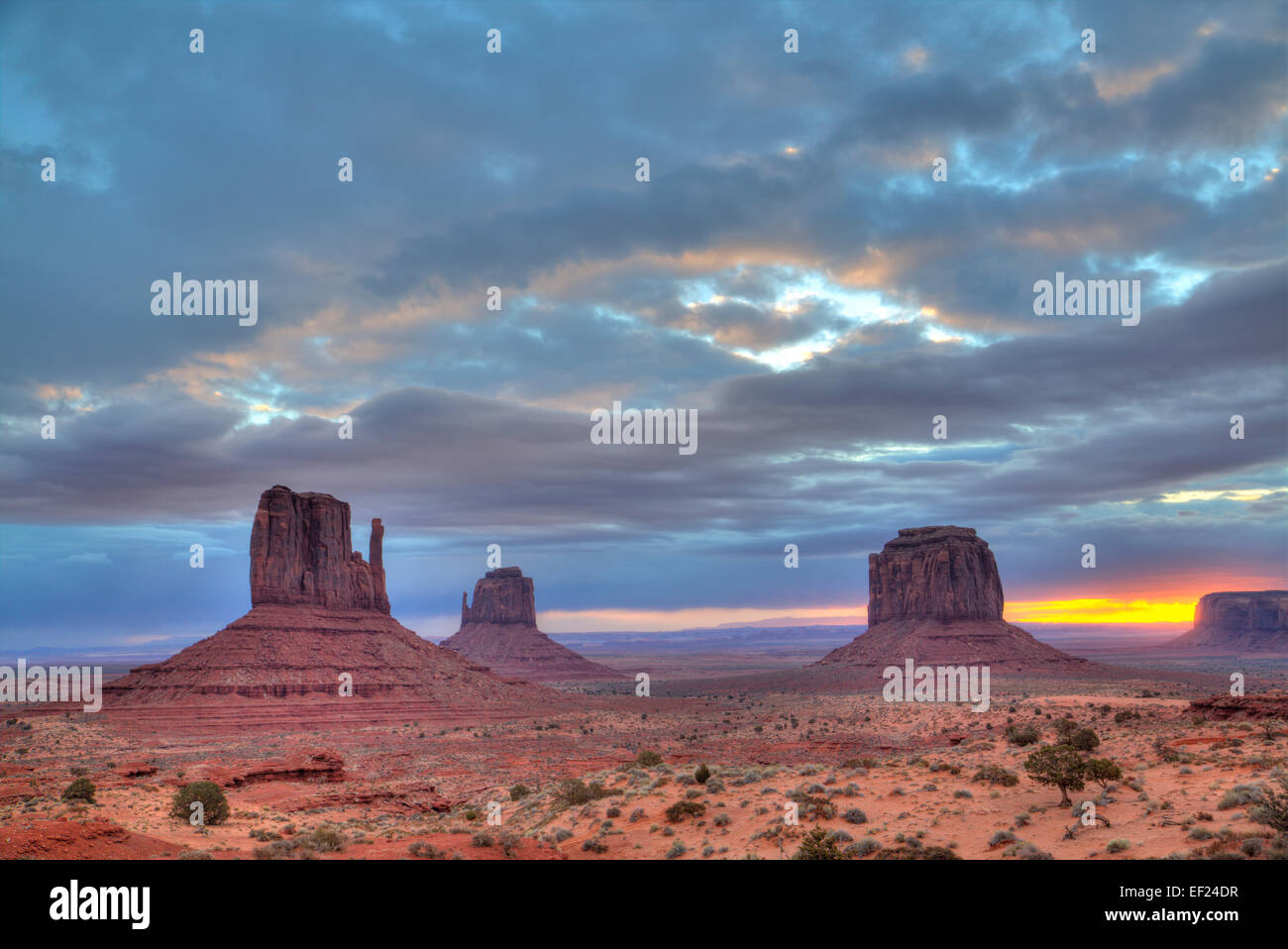 West Mitten Butte (left), East Mitten Butte (center), Merrick Butte ...