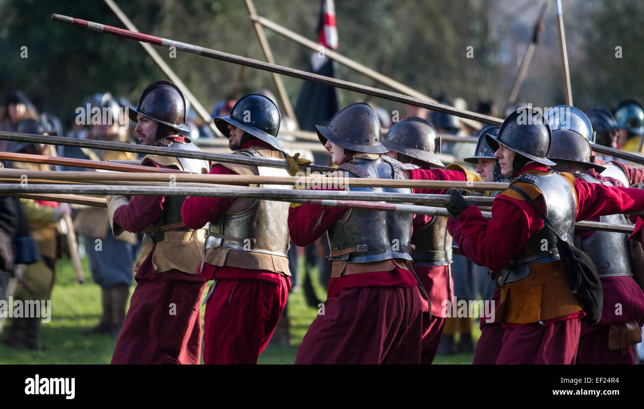 Pikemen in historical costume at Holly Holy Day. Nantwich, Cheshire, UK ...