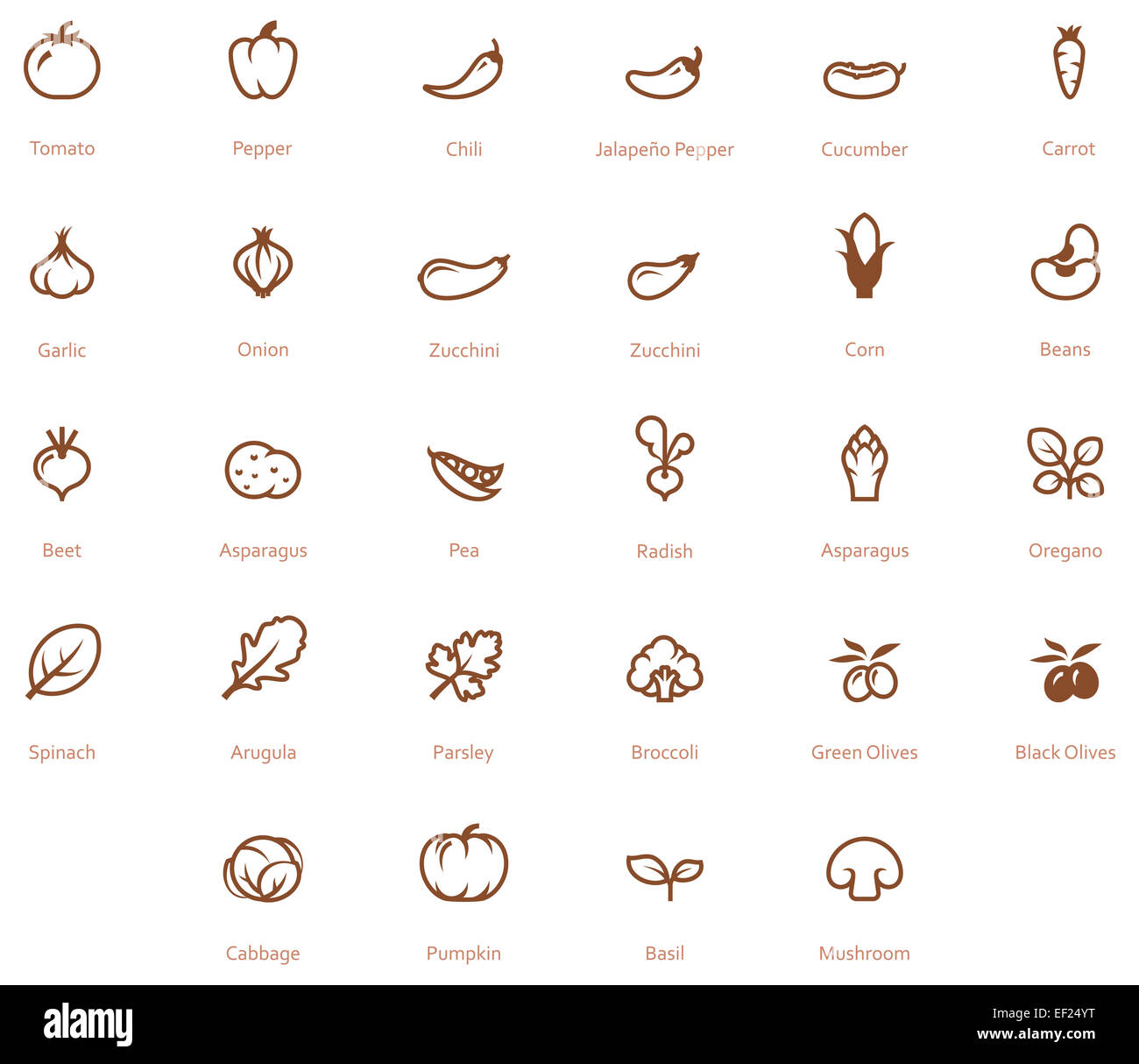 Vegetables icon set Stock Photo - Alamy