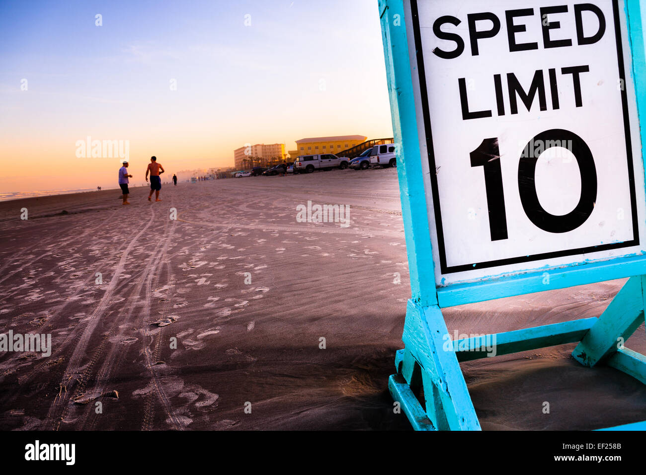 Speed limit sign on the famous Daytona beach in Florida, USA Stock ...