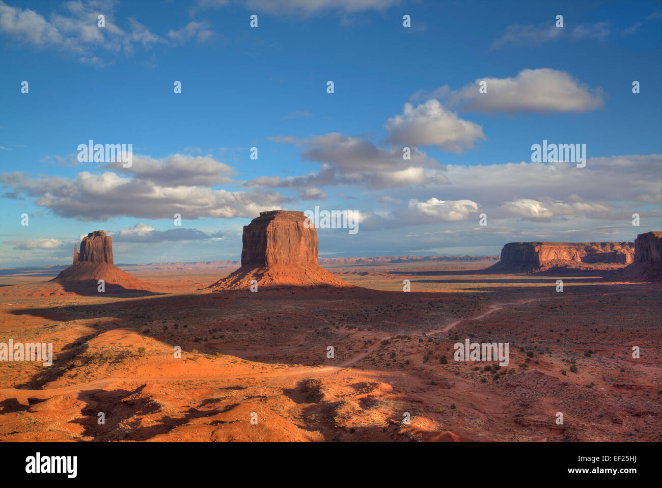 East Mitten Butte (left), Merrick Butte (center), Rain God Mesa (right ...