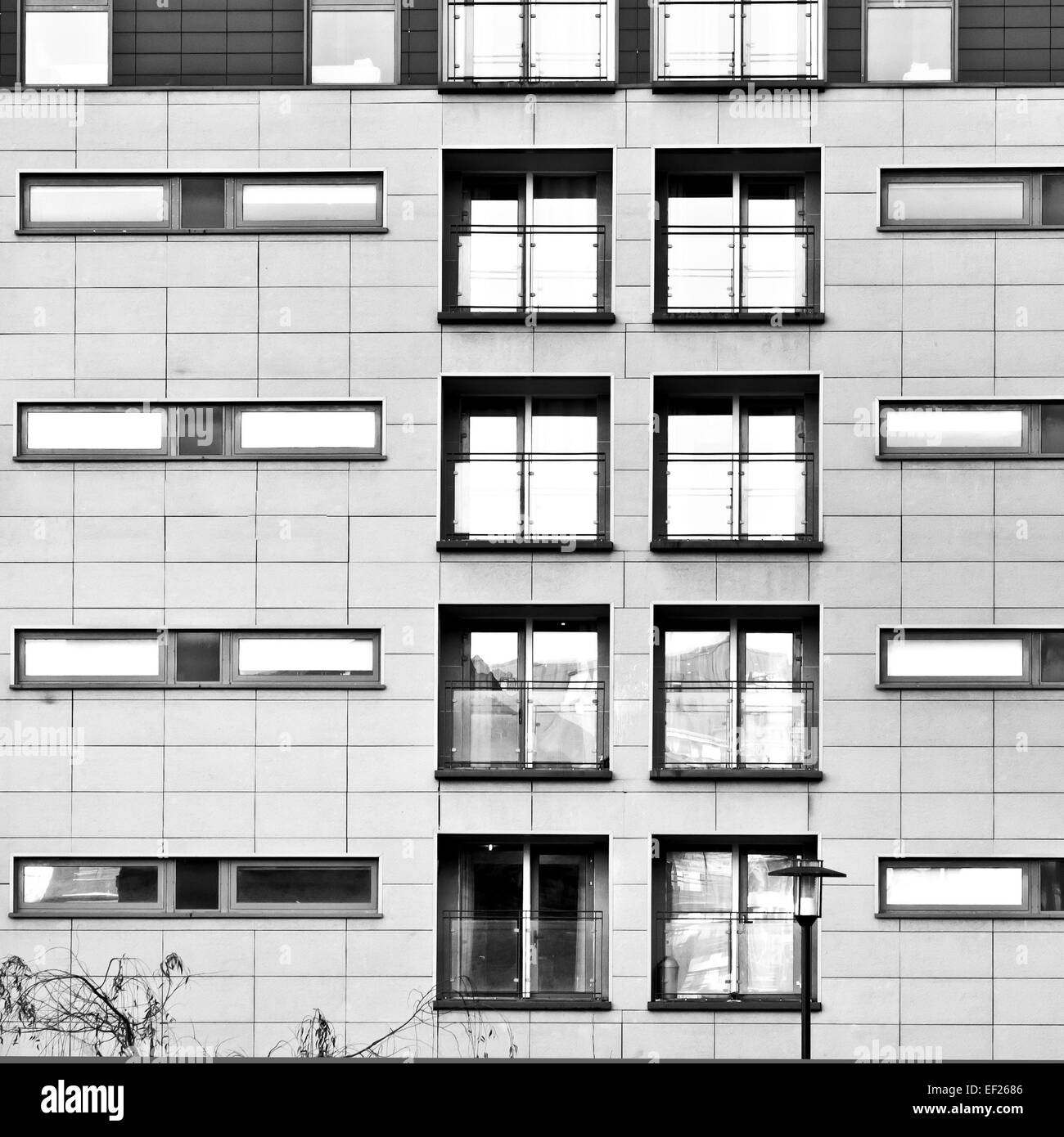 Balconies modern apartment block Black and White Stock Photos & Images ...