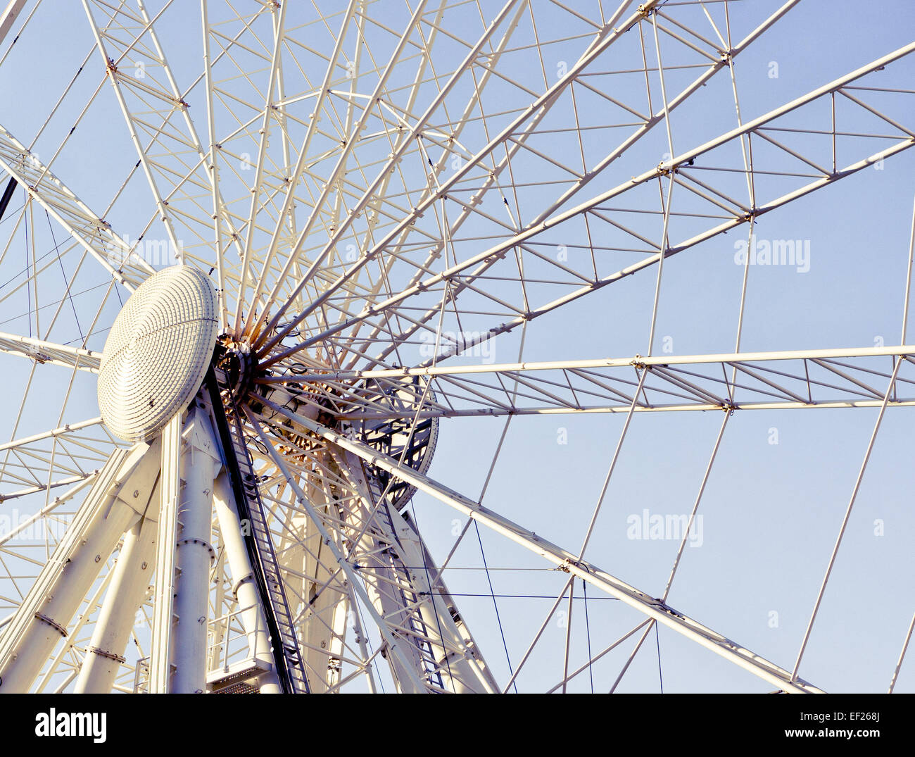 Part of a large modern big wheel against a blue sky Stock Photo - Alamy