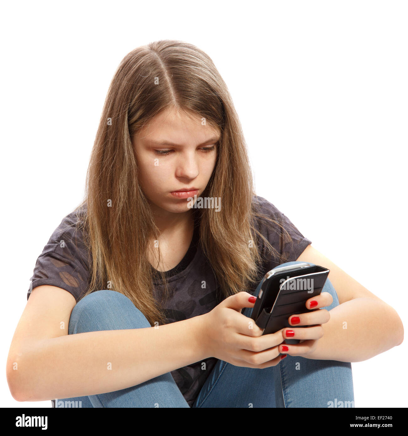 Girl on phone Stock Photo - Alamy