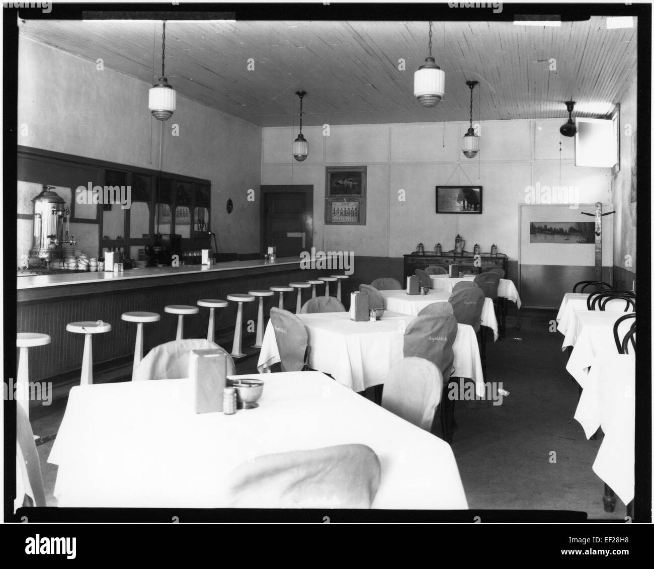 Interior design cafe Black and White Stock Photos & Images - Alamy