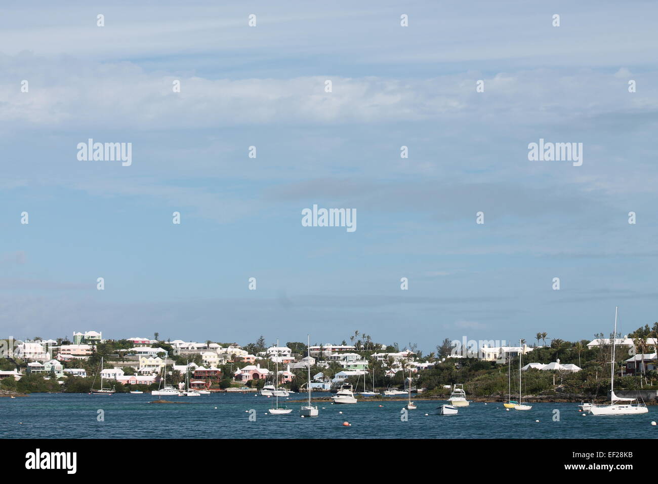 Pastel Houses & Boats - Hamilton Bermuda Stock Photo - Alamy