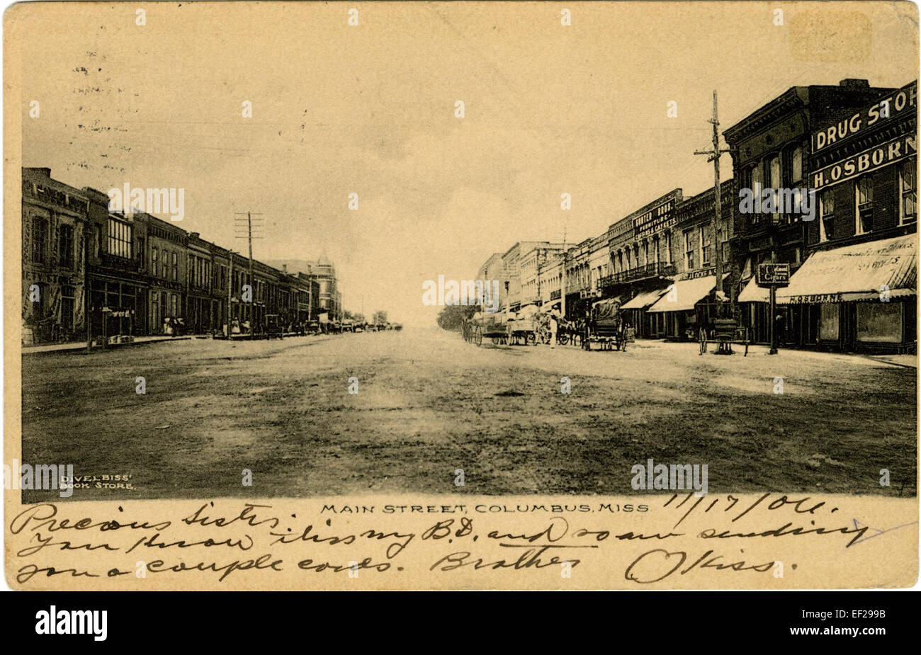 A historic view of Main Street in Columbus, Mississippi, capturing the ...