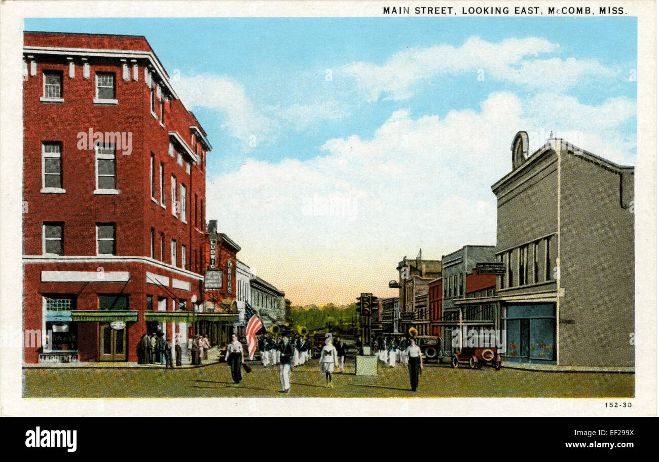 Main Street in McComb, Mississippi, is captured looking east in this ...