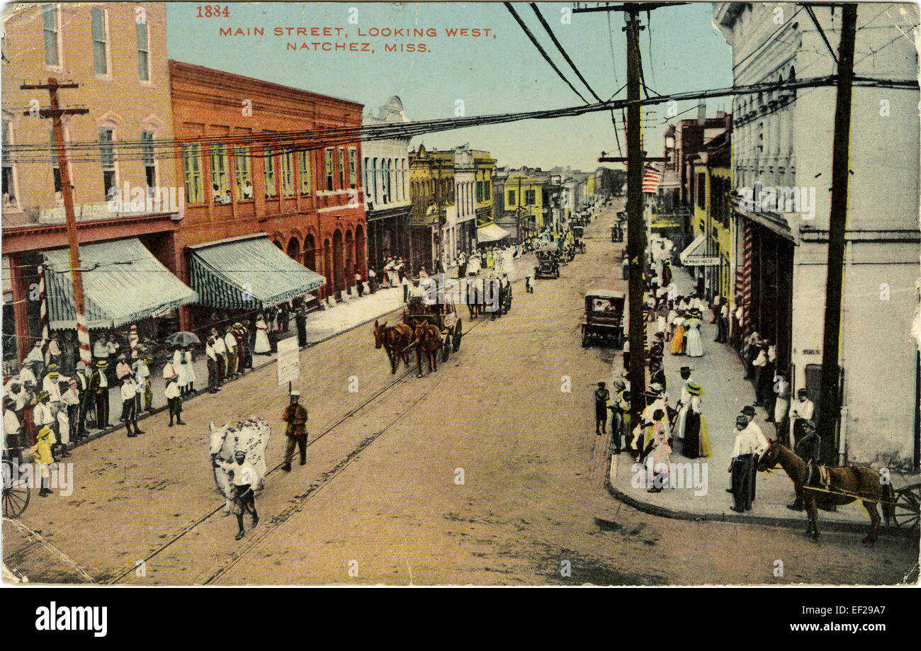 A historic view of Main Street in Natchez, Mississippi, showcasing the ...