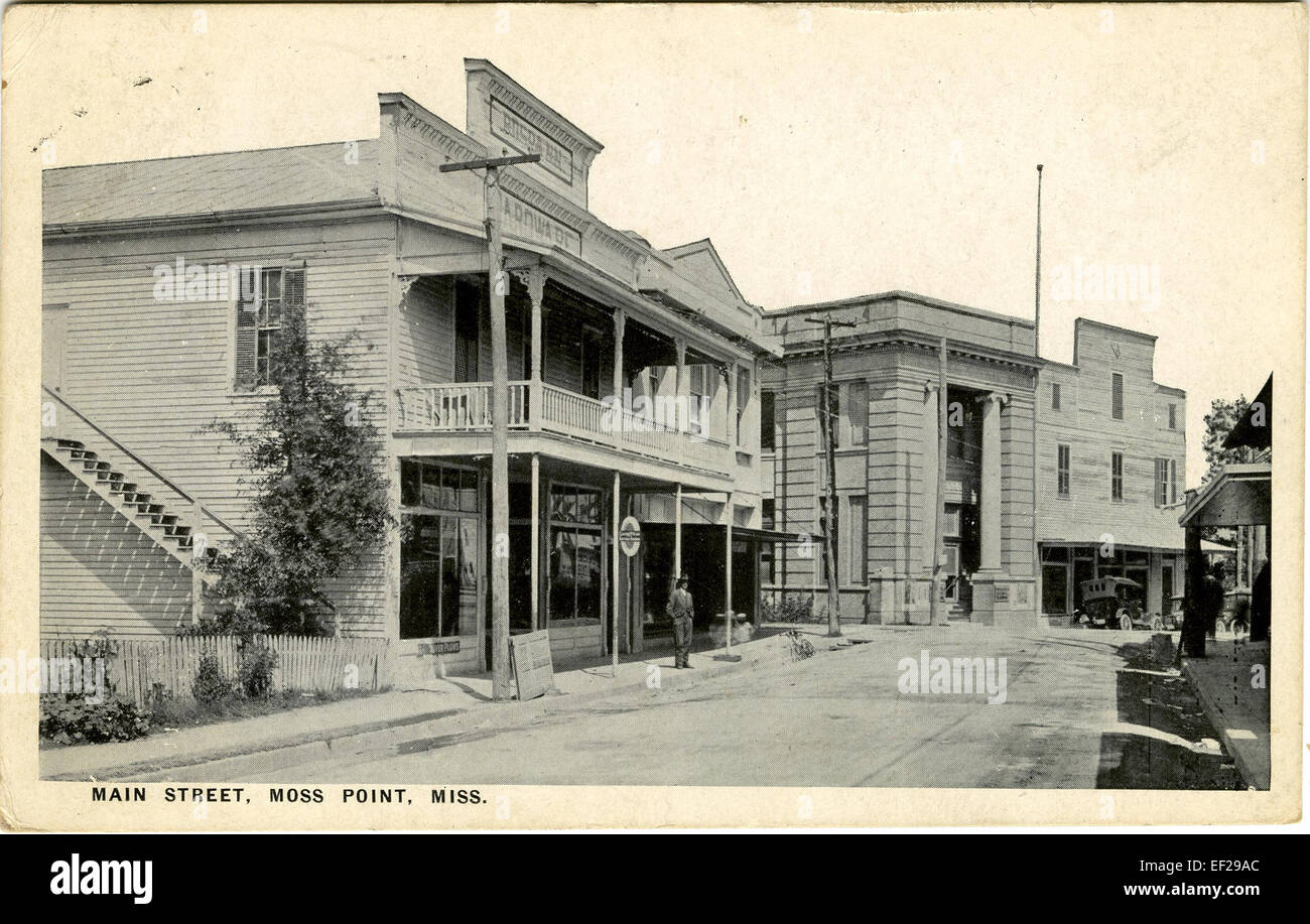A historical photograph showing Main Street in Moss Point, Mississippi ...