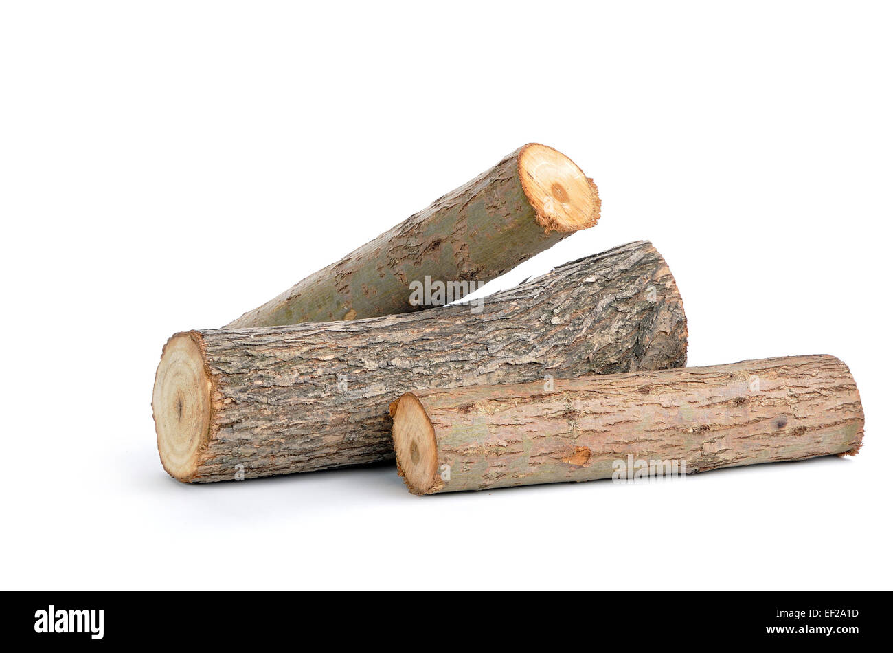 three willow logs isolated over white background Stock Photo - Alamy