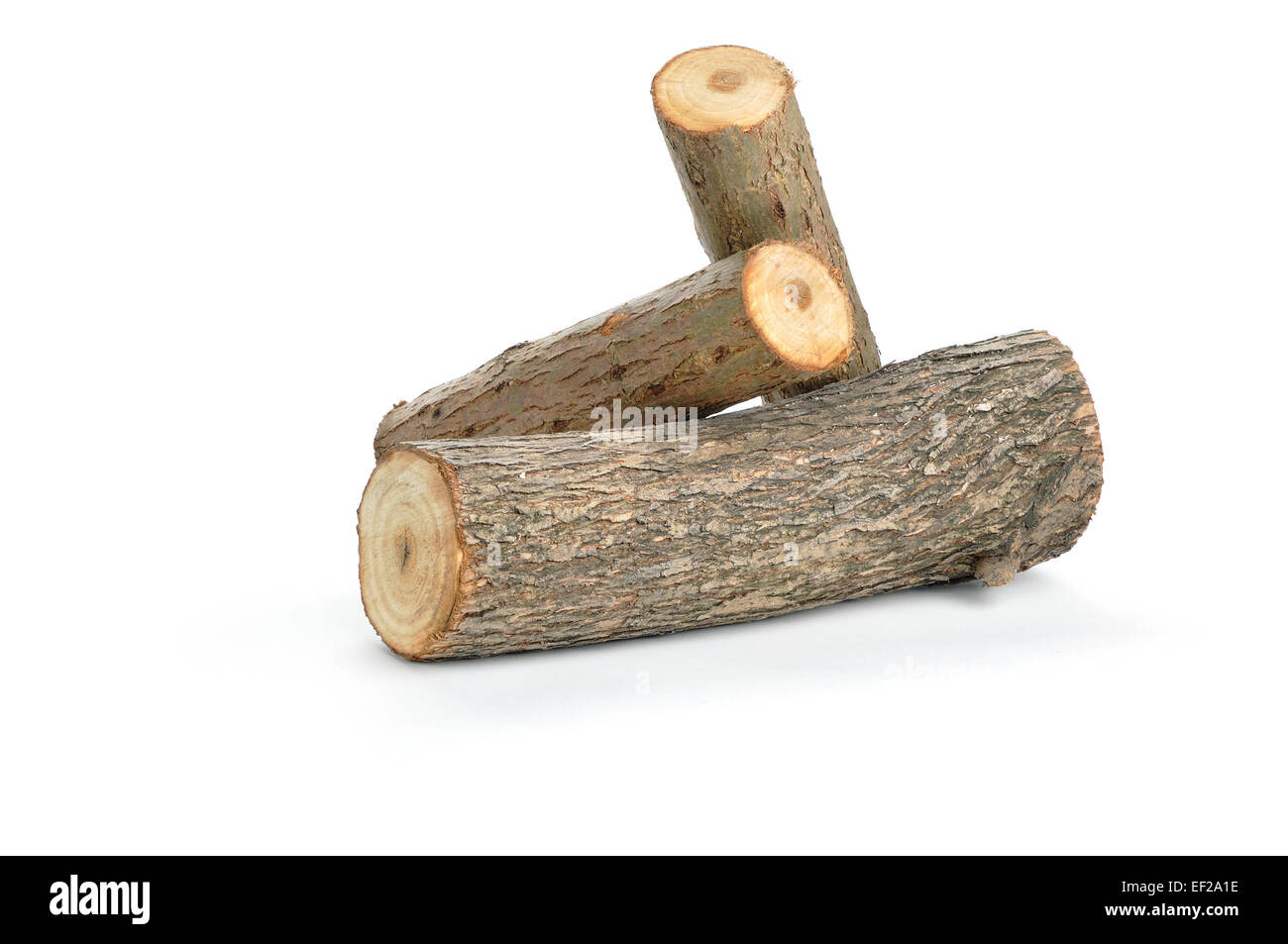 three willow logs isolated over white background Stock Photo - Alamy