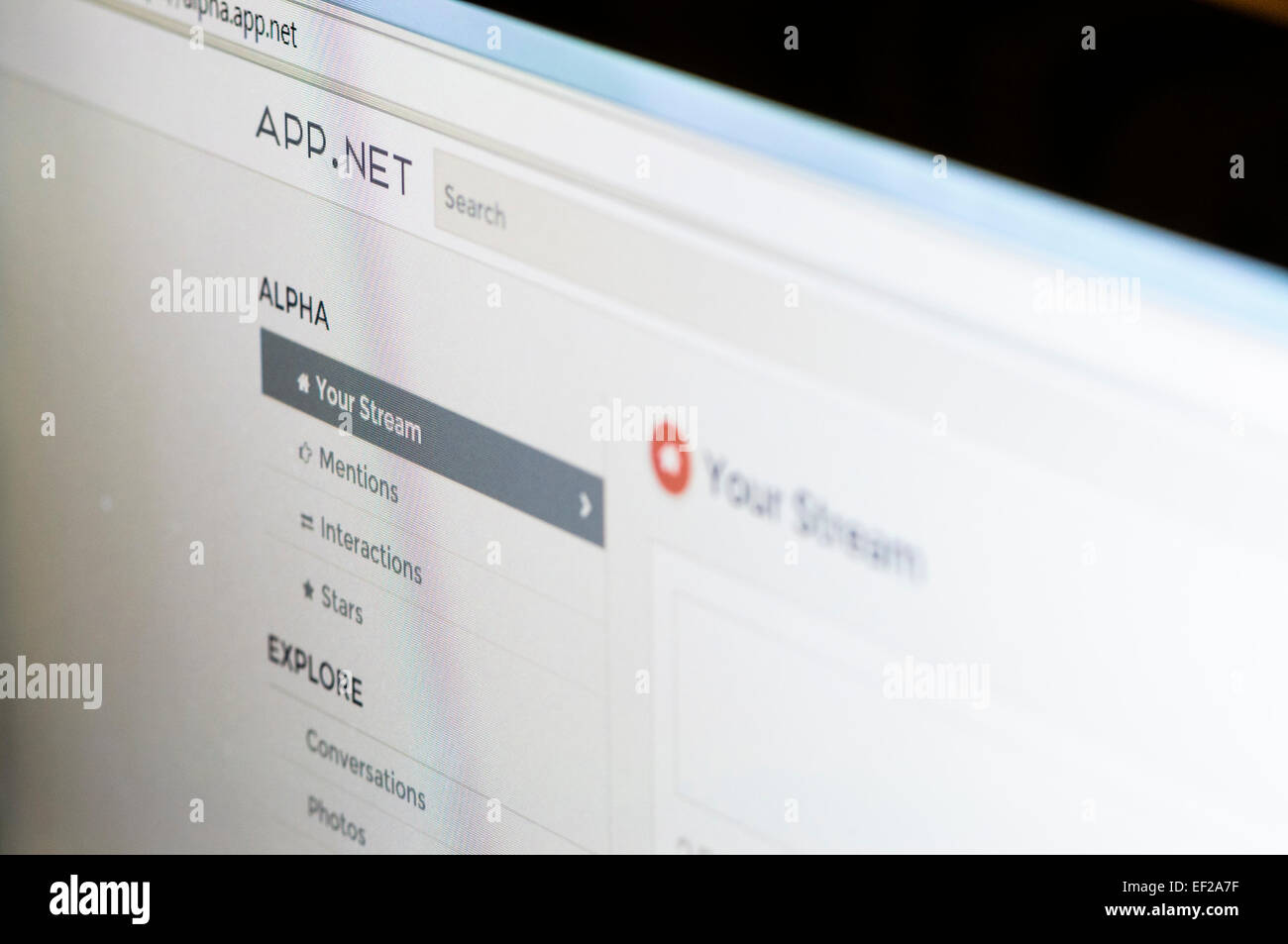 Screenshot from APP.NET website, a social media messaging service similar to Twitter Stock Photo ...