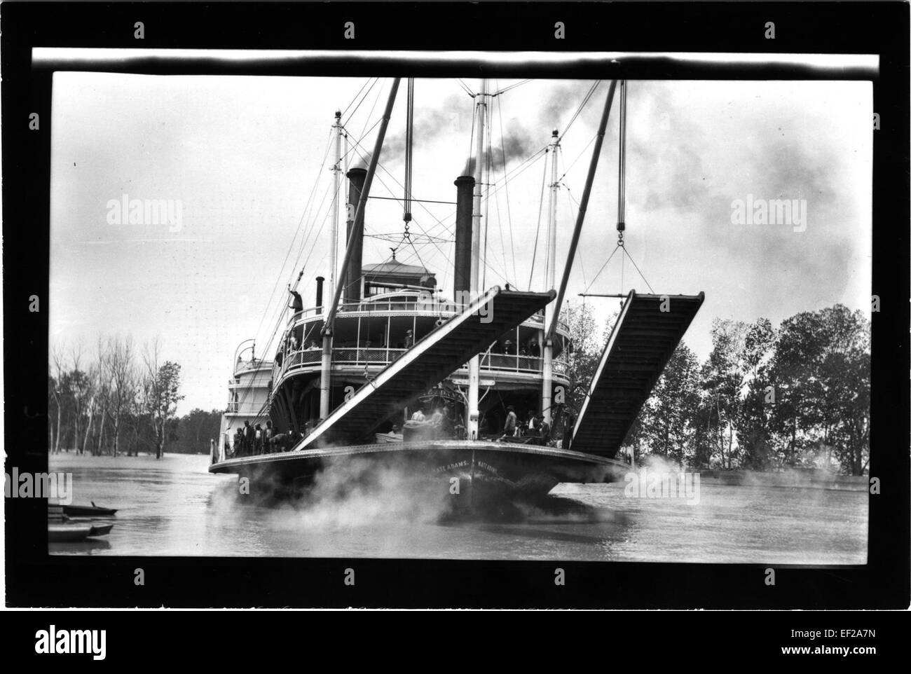 A near-front view of the Str. Kate Adams, a steamboat operating along ...