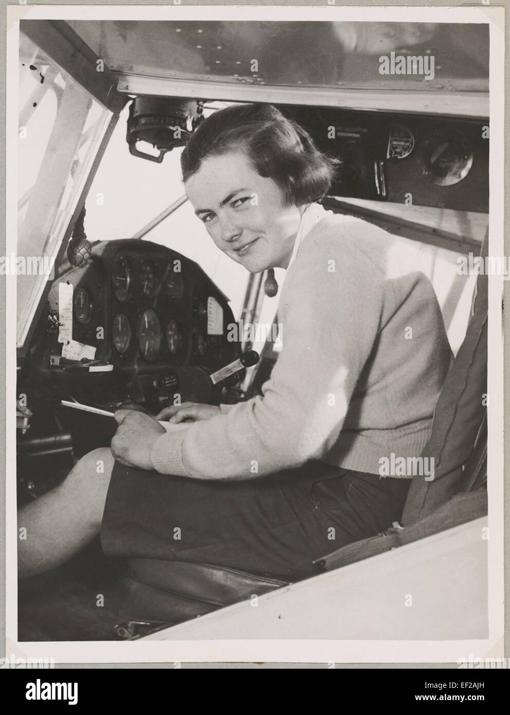 Portrait of Grace Cavanagh in an aircraft cockpit at Bankstown ...