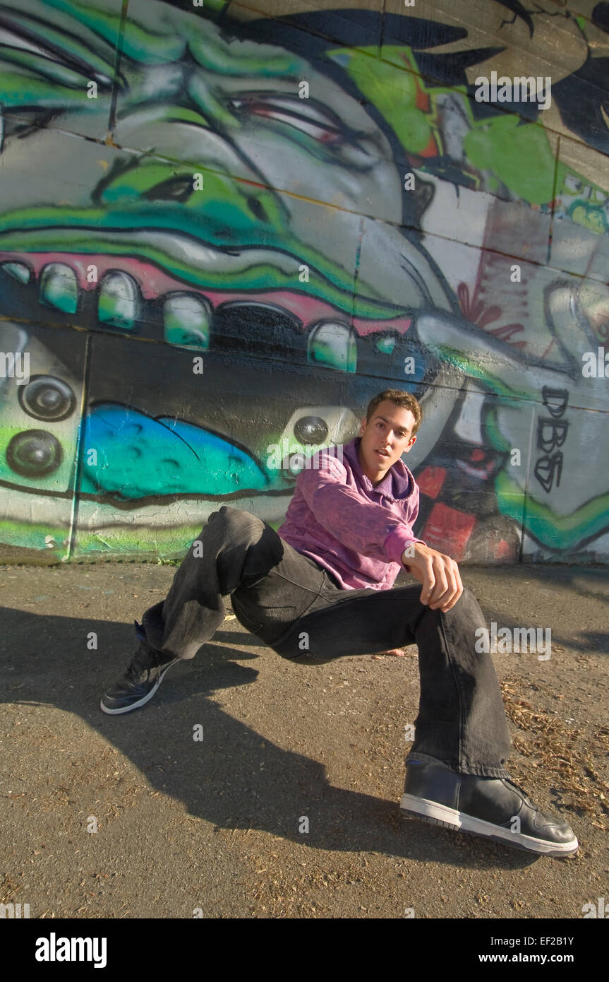 Teenage boy break dancing Stock Photo - Alamy
