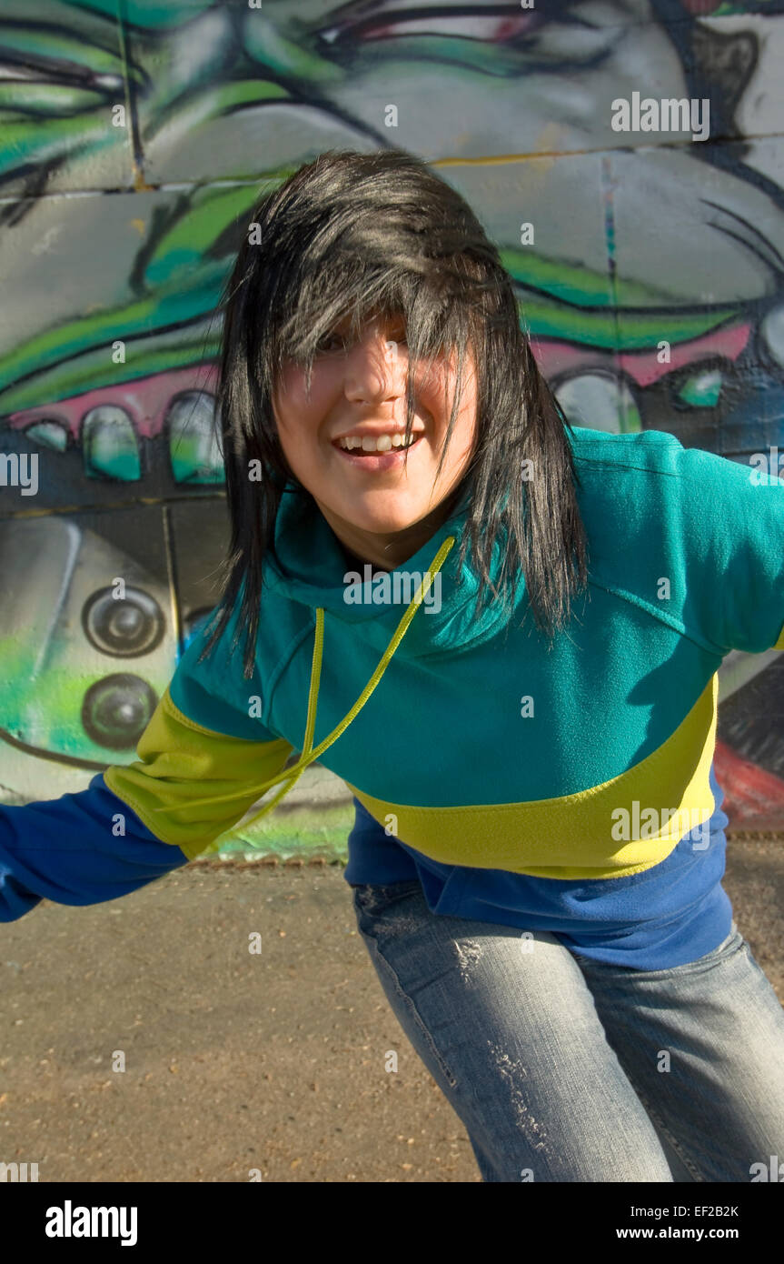 Teenage girl break dancing Stock Photo - Alamy