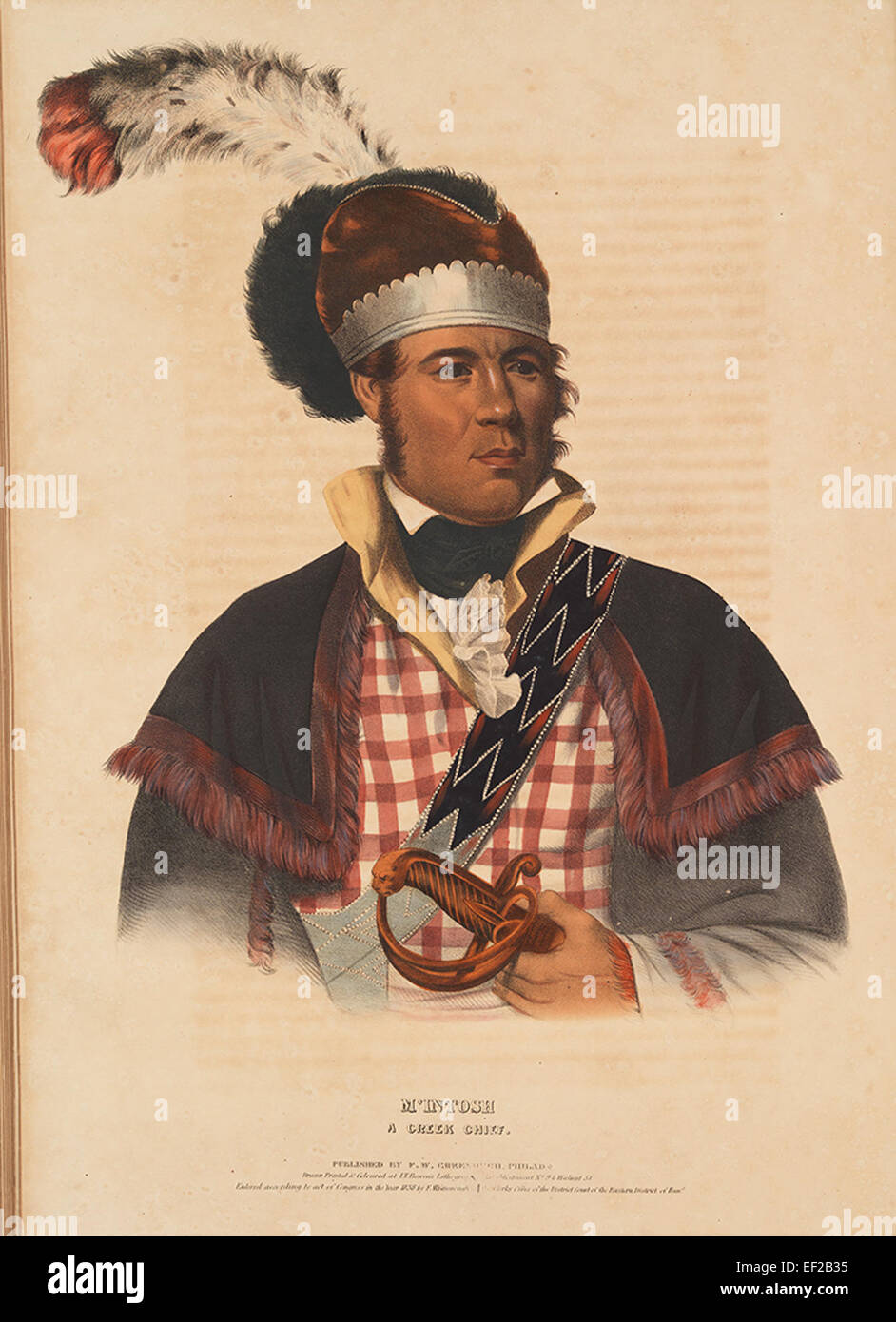 A historical portrait of M'Intosh, a prominent Creek Indian chief, also ...