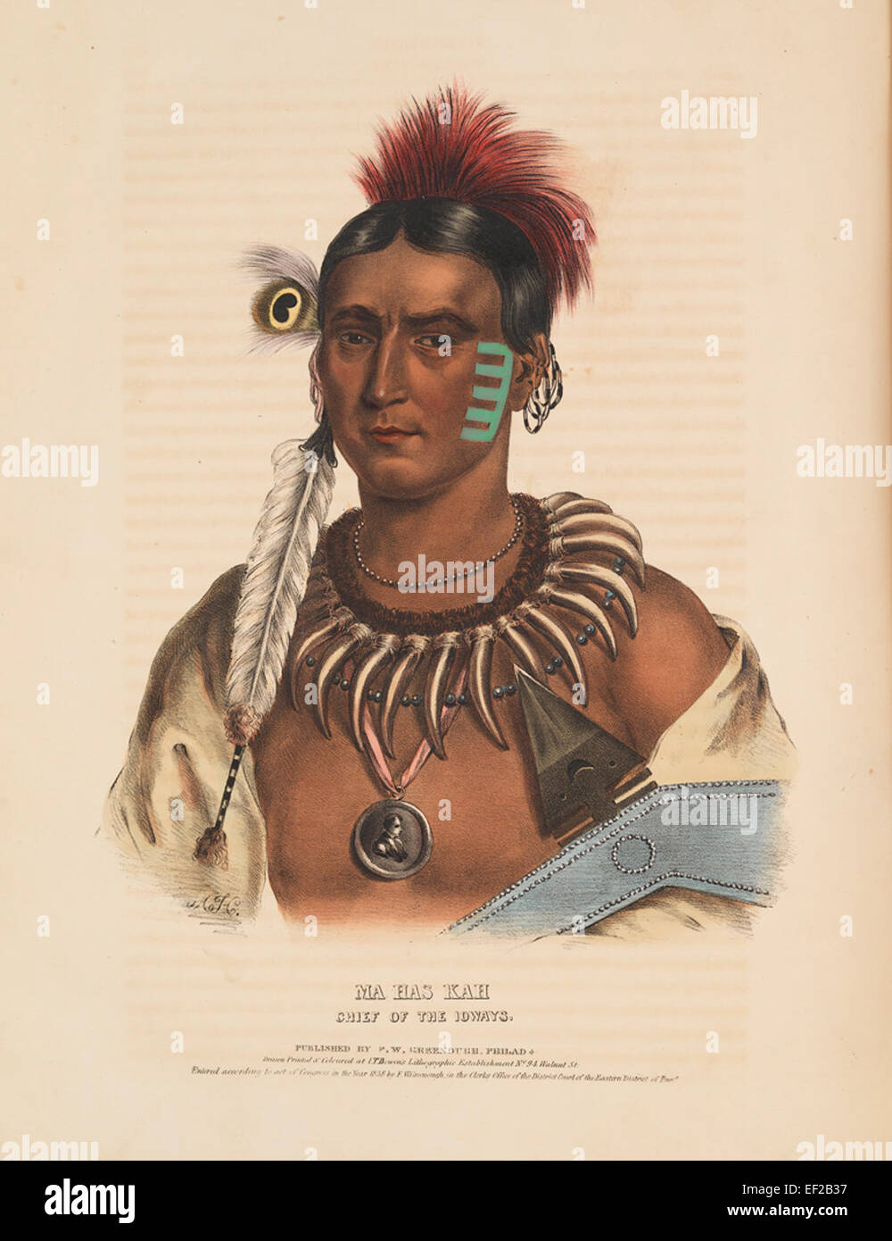 Ma Has Kah, also known as Mahaskah, was a chief of the Iowa people, a ...