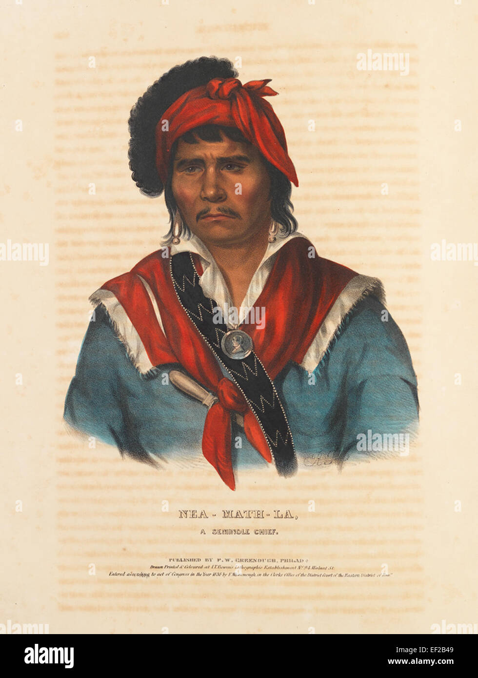 Nea-Math-La, a prominent Seminole chief, is depicted in this historical ...
