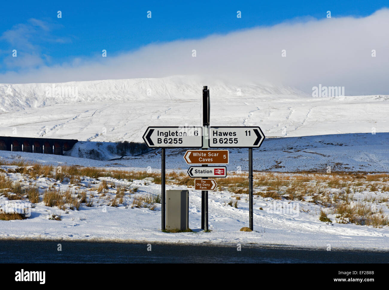 Snowy winter landscape, Ribblesdale, Yorkshire Dales National Park ...