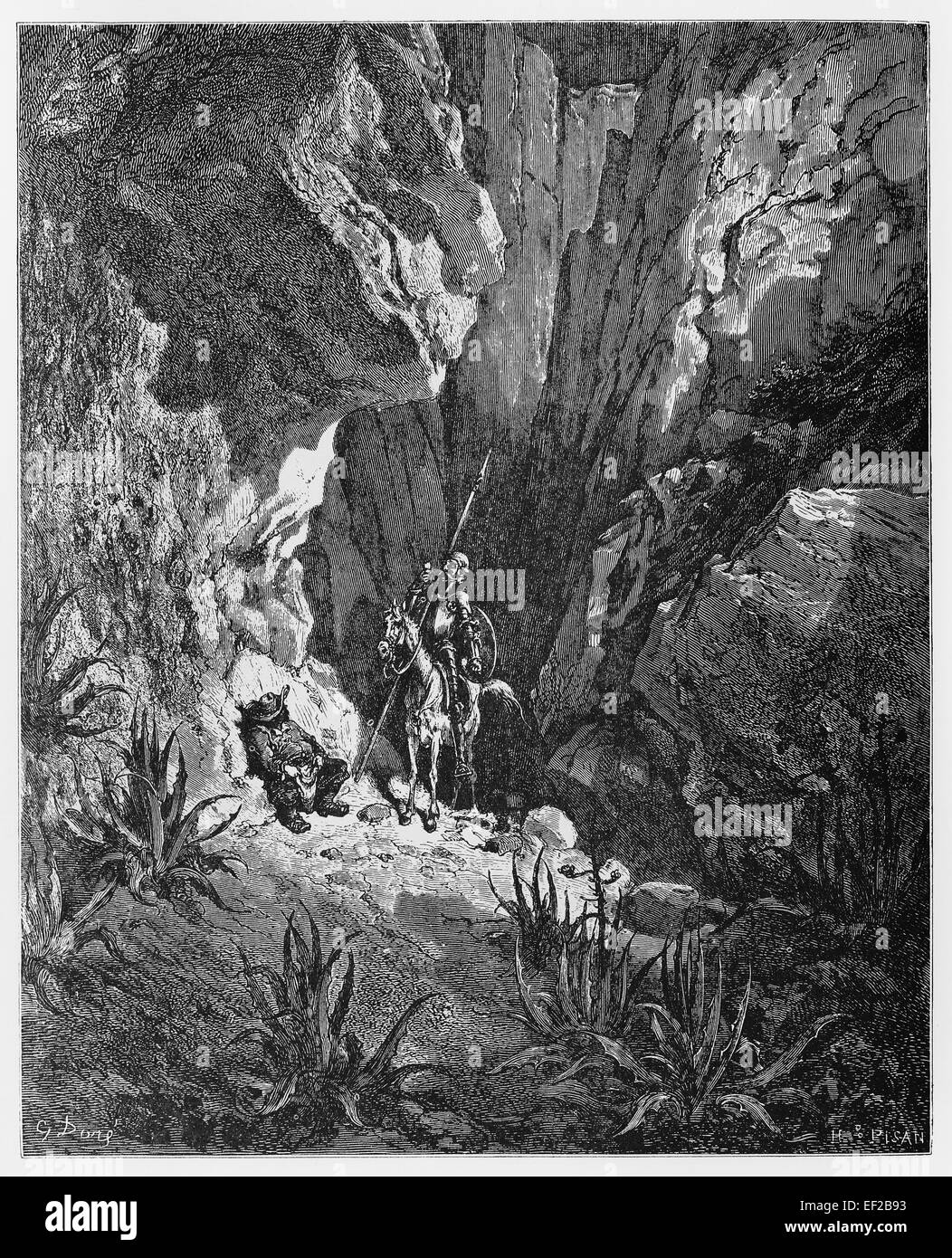 Don Quijote and Sancho in the Sierra Morena - drawing 2 Stock Photo - Alamy