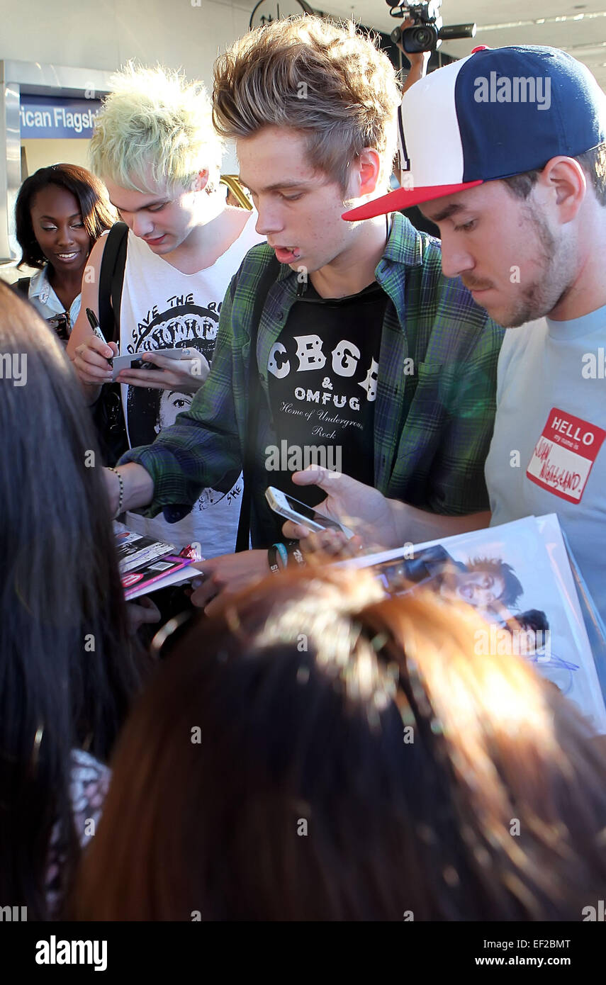 Australian pop punk band 5 Seconds of Summer arrive at Los Angeles ...