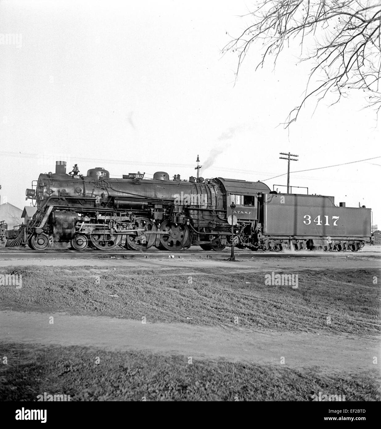 Locomotive No. 3417, part of the Atchison, Topeka, and Santa Fe Railway ...