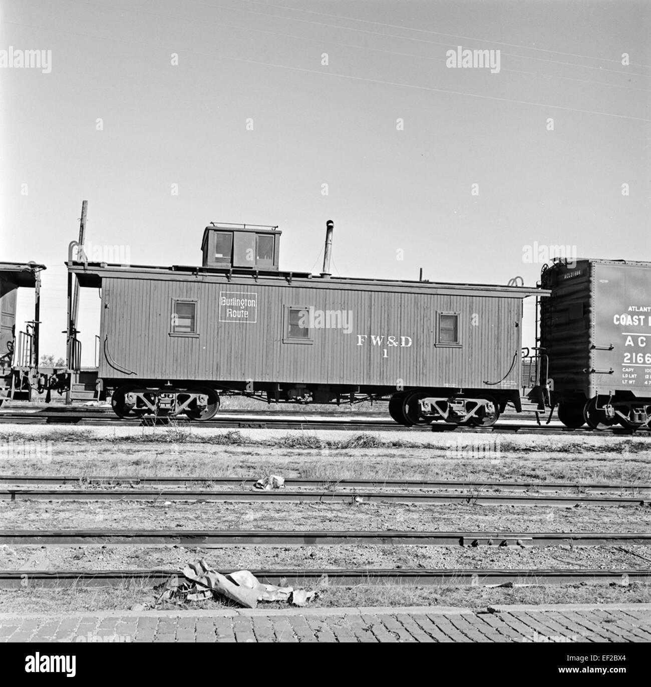 American train caboose Black and White Stock Photos & Images - Alamy