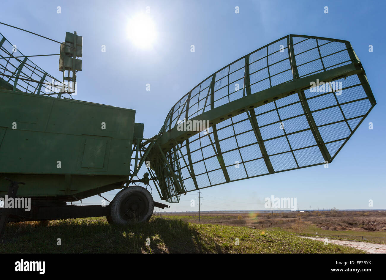 Military russian radar station against blue sky Stock Photo - Alamy