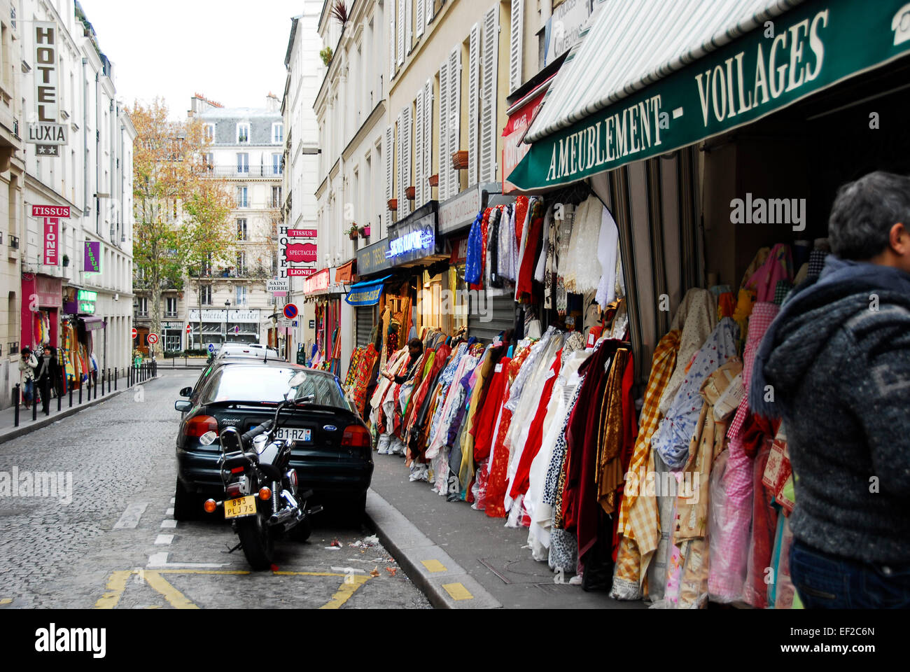 Textile Shops on Rue Seveste, Paris, France Stock Photo - Alamy
