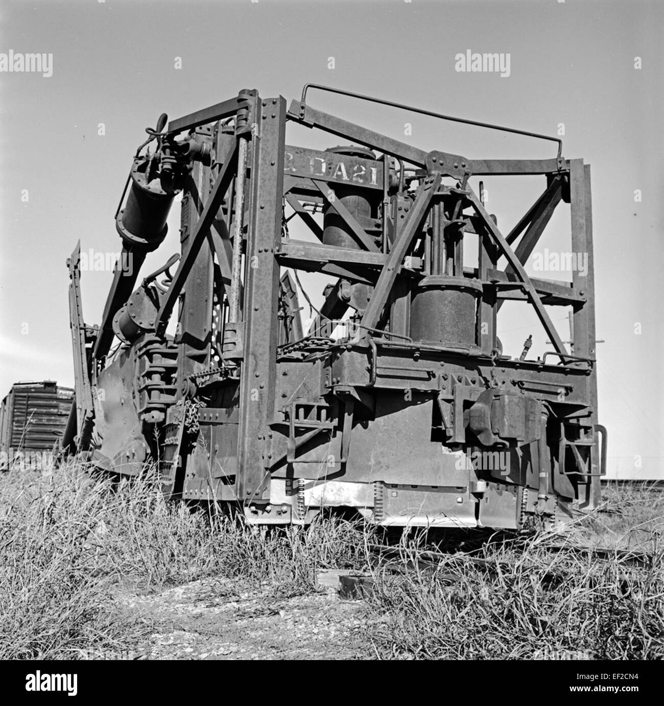 This image shows the Spreader A-21 maintenance of way car on the Fort ...